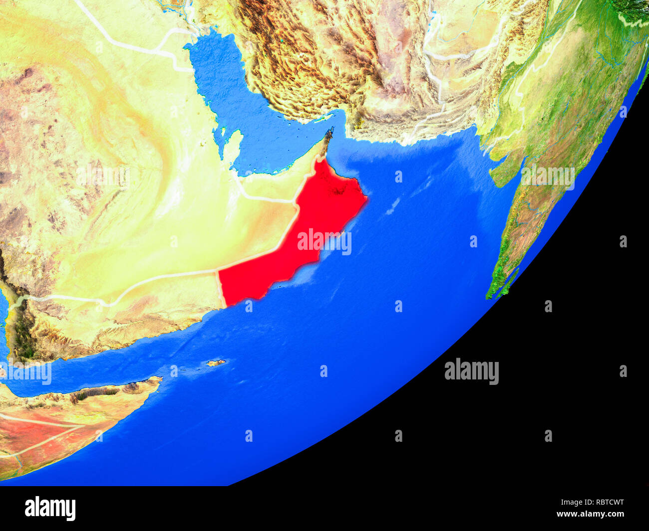 Oman on planet Earth with country borders and highly detailed planet ...