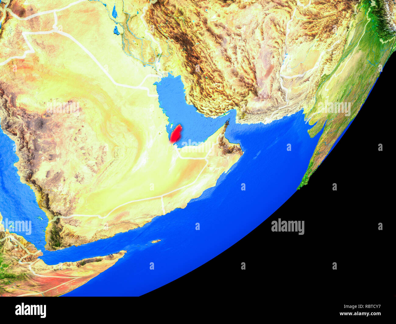 Qatar on planet Earth with country borders and highly detailed planet ...