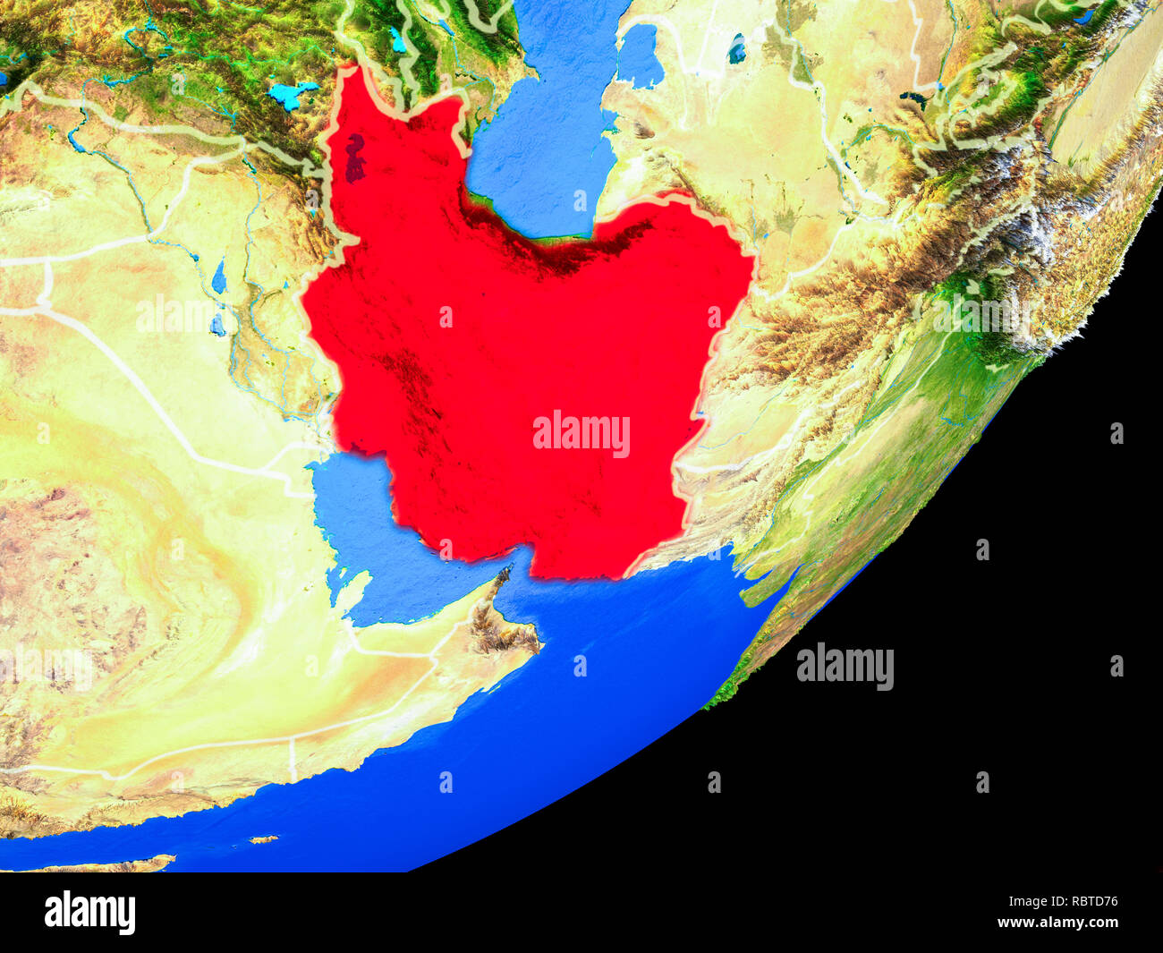 Iran on planet Earth with country borders and highly detailed planet ...