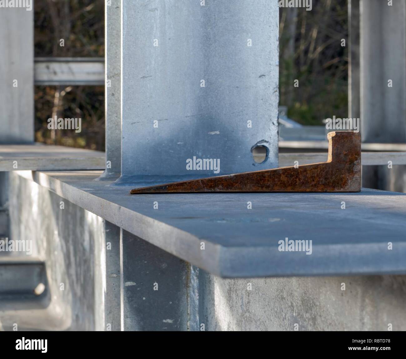 A wedge on a newly constructed support for preassure tanks 3 Stock ...