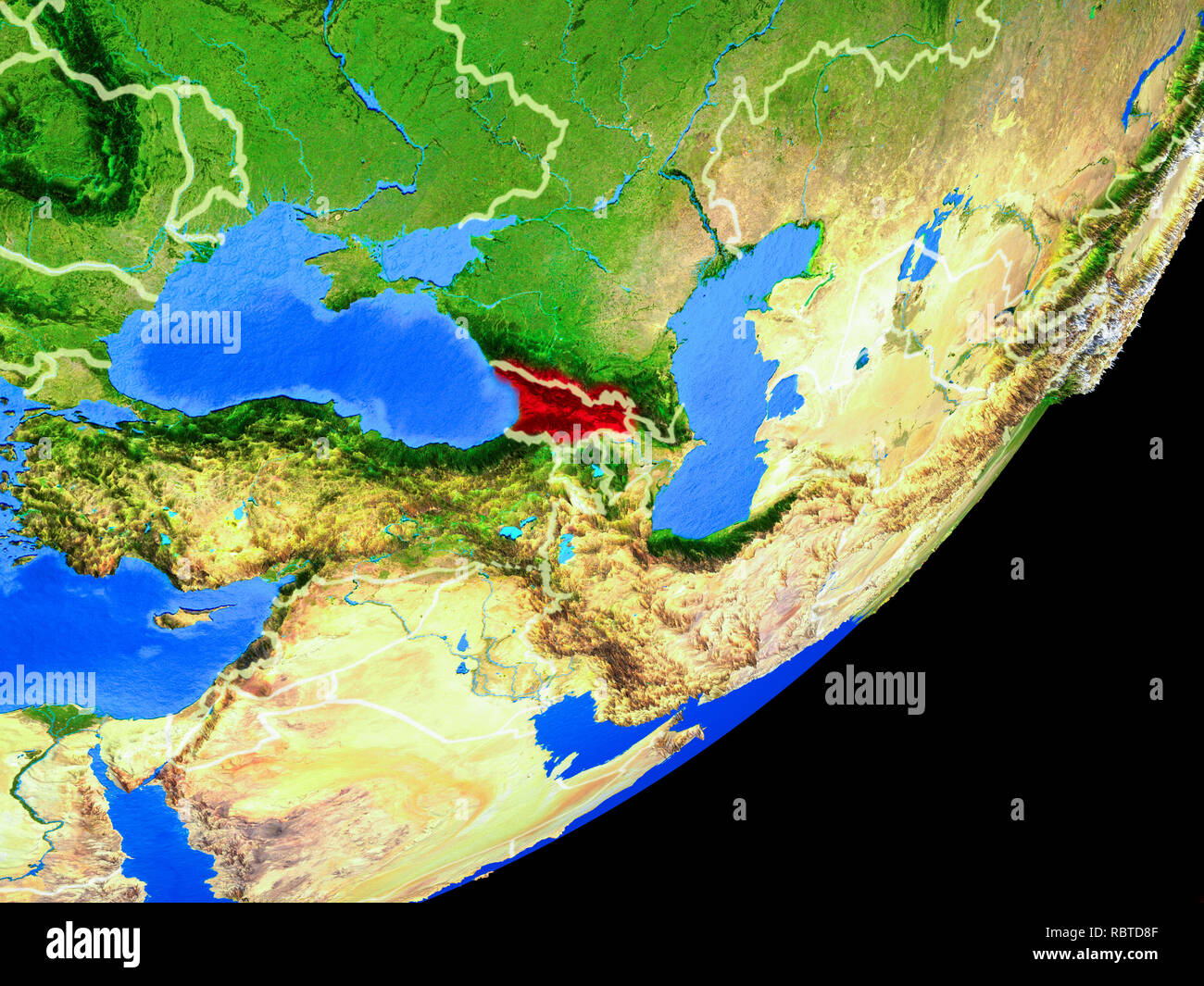 Georgia on planet Earth with country borders and highly detailed planet ...