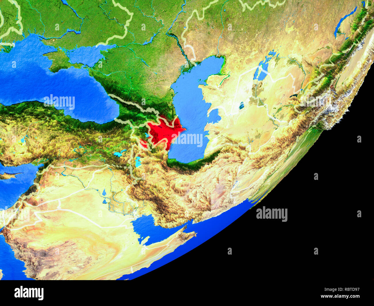 Azerbaijan on planet Earth with country borders and highly detailed ...