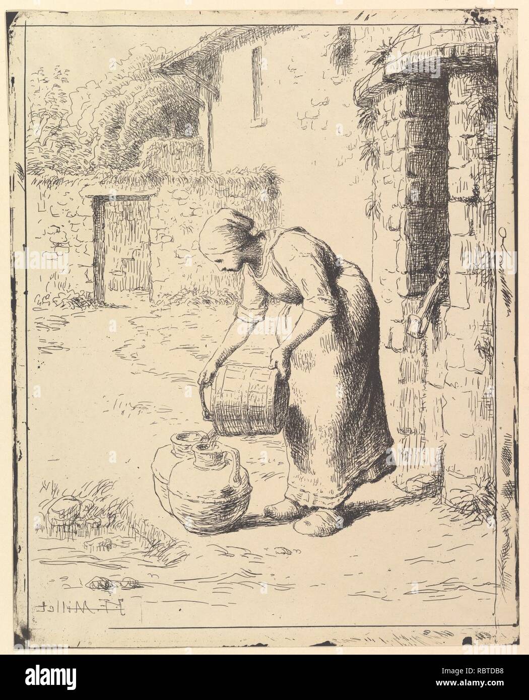 A Woman Emptying a Bucket Stock Photo - Alamy
