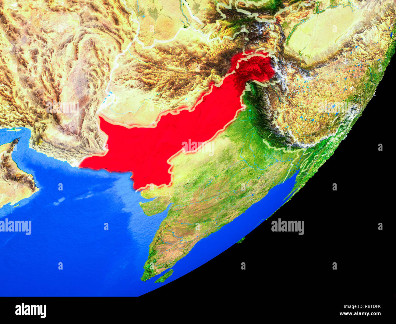 Pakistan on planet Earth with country borders and highly detailed ...