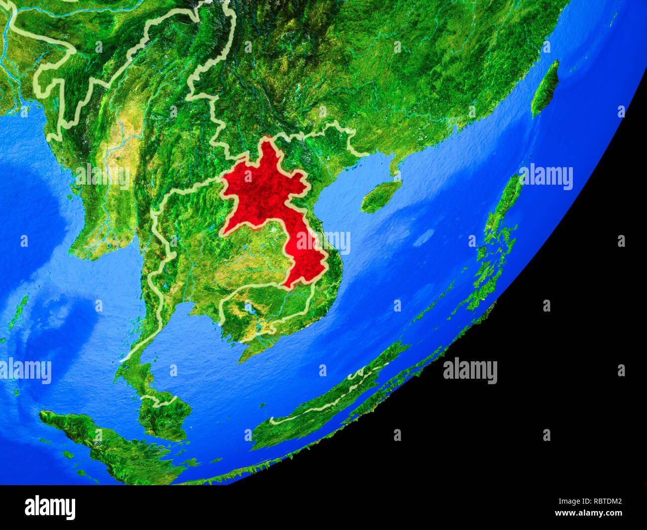Laos on planet Earth with country borders and highly detailed planet ...