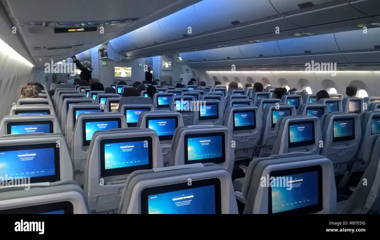 A350 cabin Finnair Stock Photo - Alamy