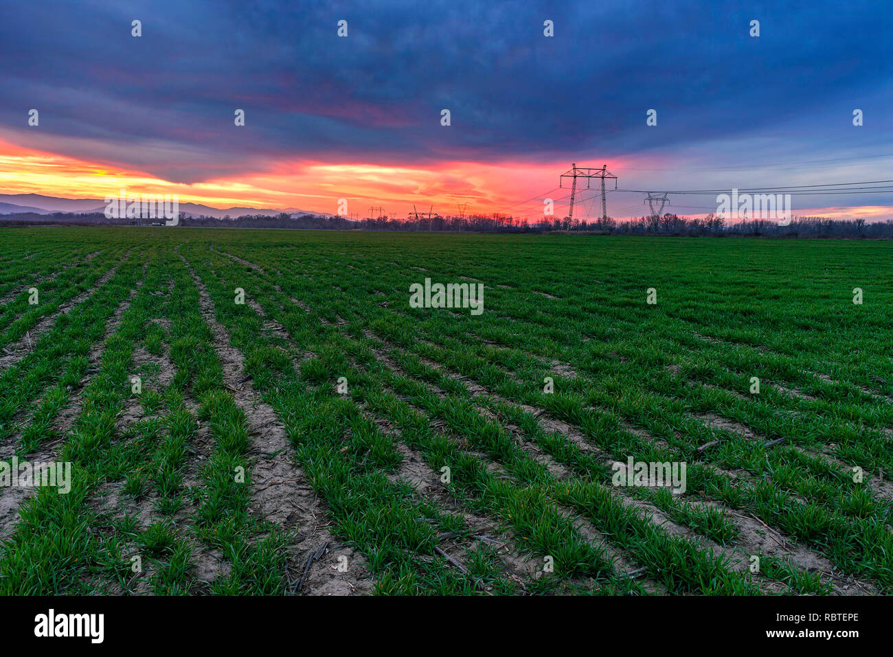 sunset over horizon Stock Photo - Alamy