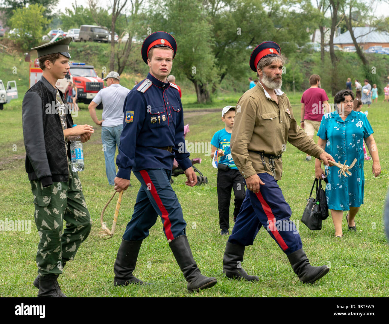 Russia, Cossack, three colorful Cossack Stock Photo - Alamy
