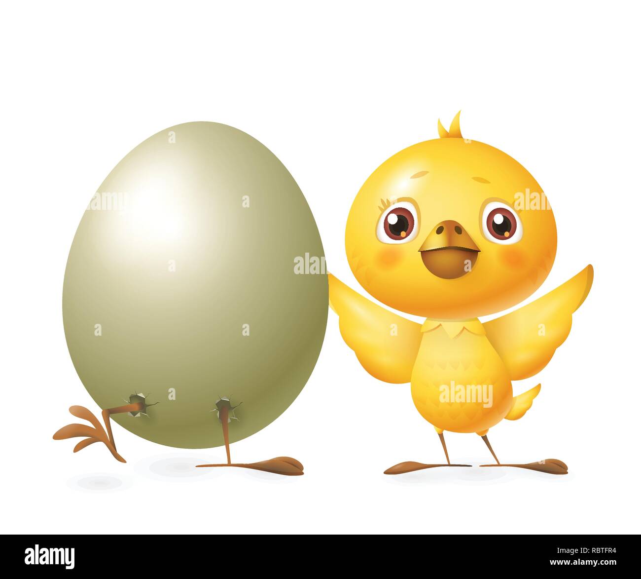 Happy friends celebrate Spring - Hatched egg and Chicken - vector ...