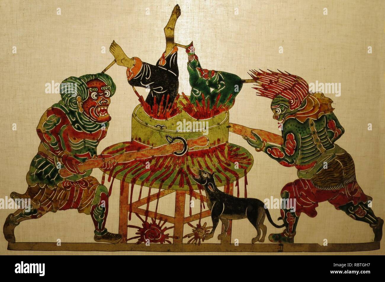 'Grinding Hell', shadow puppet from Shaanxi Province, 19th century, Lin ...