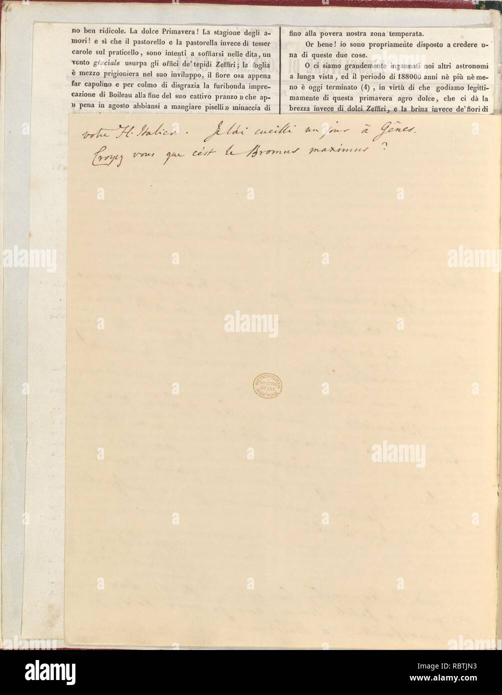 -Manuscript Letter from W. H. Fox Talbot to Antonio Bertoloni Stock ...