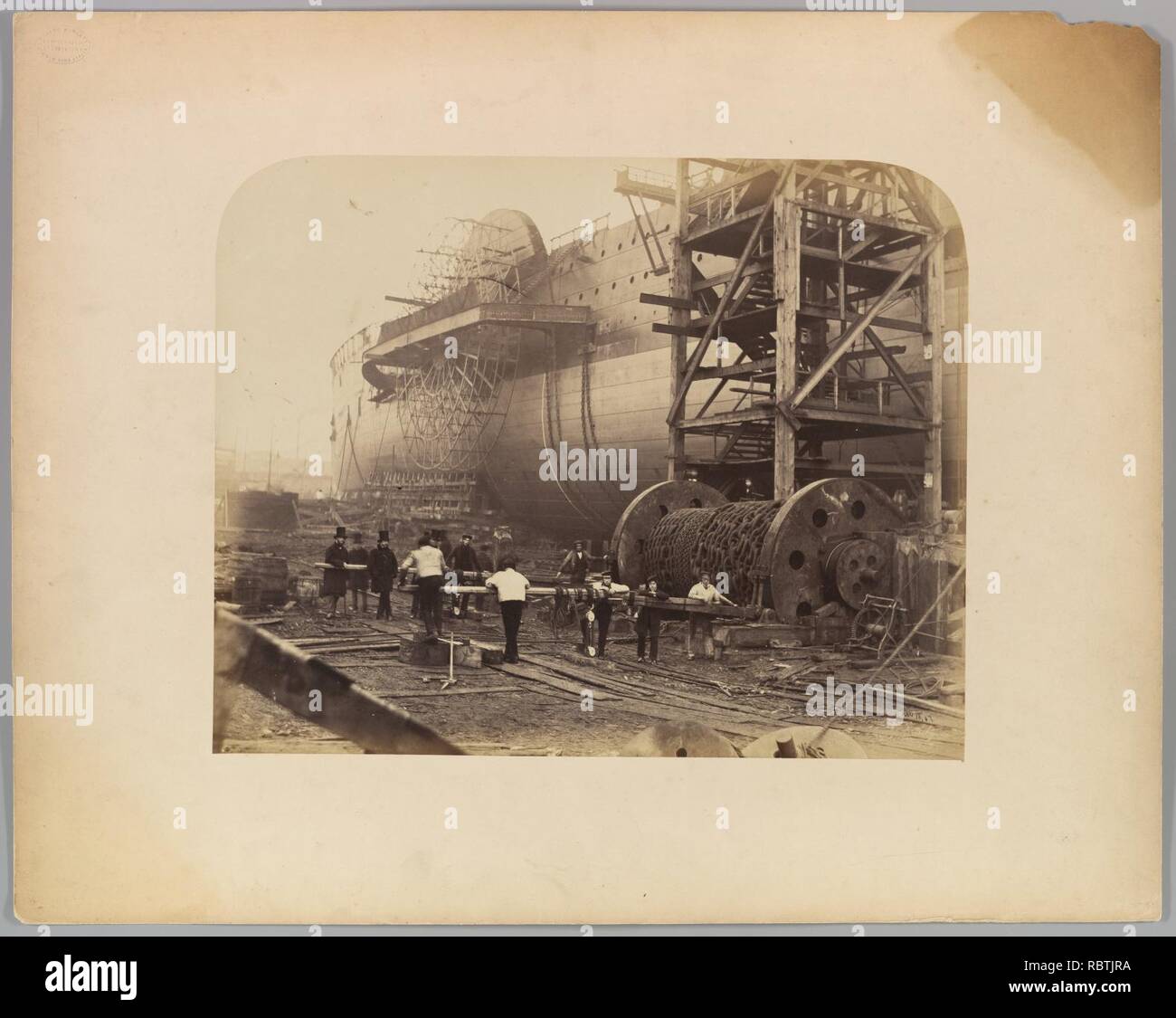 -Men at Work Beside the Launching Chains of the ‘Great Eastern‘ Stock ...