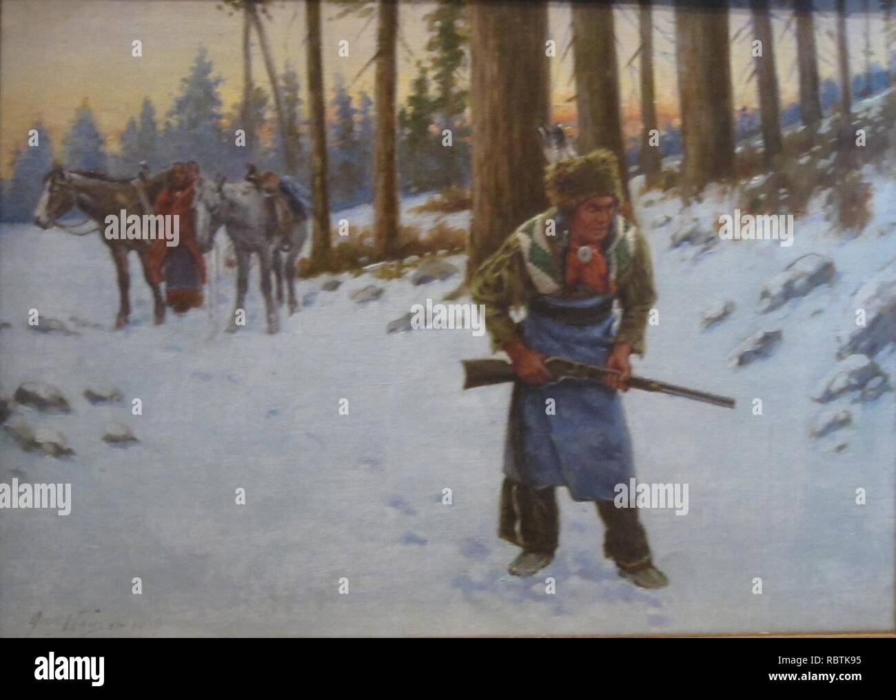 'Plains Indians Hunting in Winter Landscape' by John Hauser, Cincinnati ...