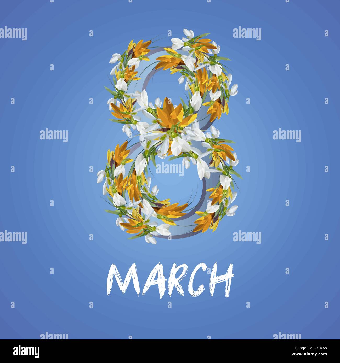 Women day background with frame of crocuses and snowdrops 8 March ...