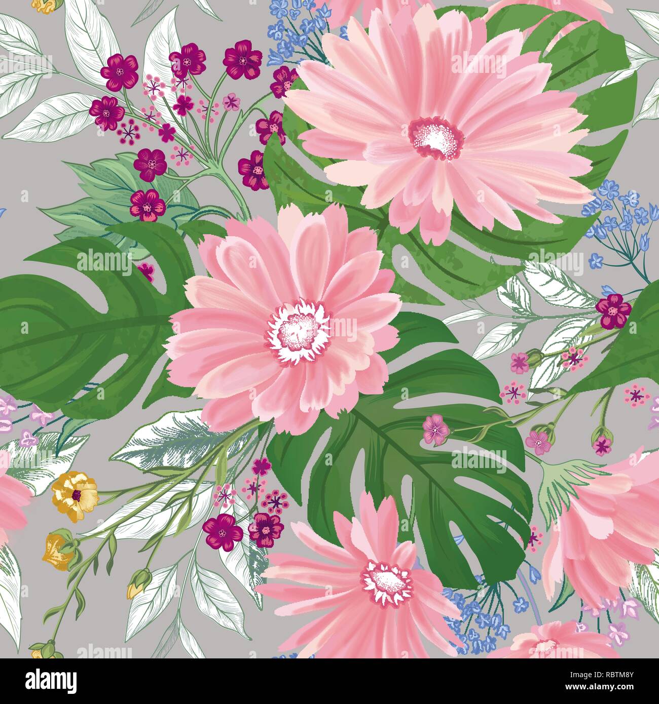 Floral seamless pattern. Garden Flower summer background Stock Vector ...
