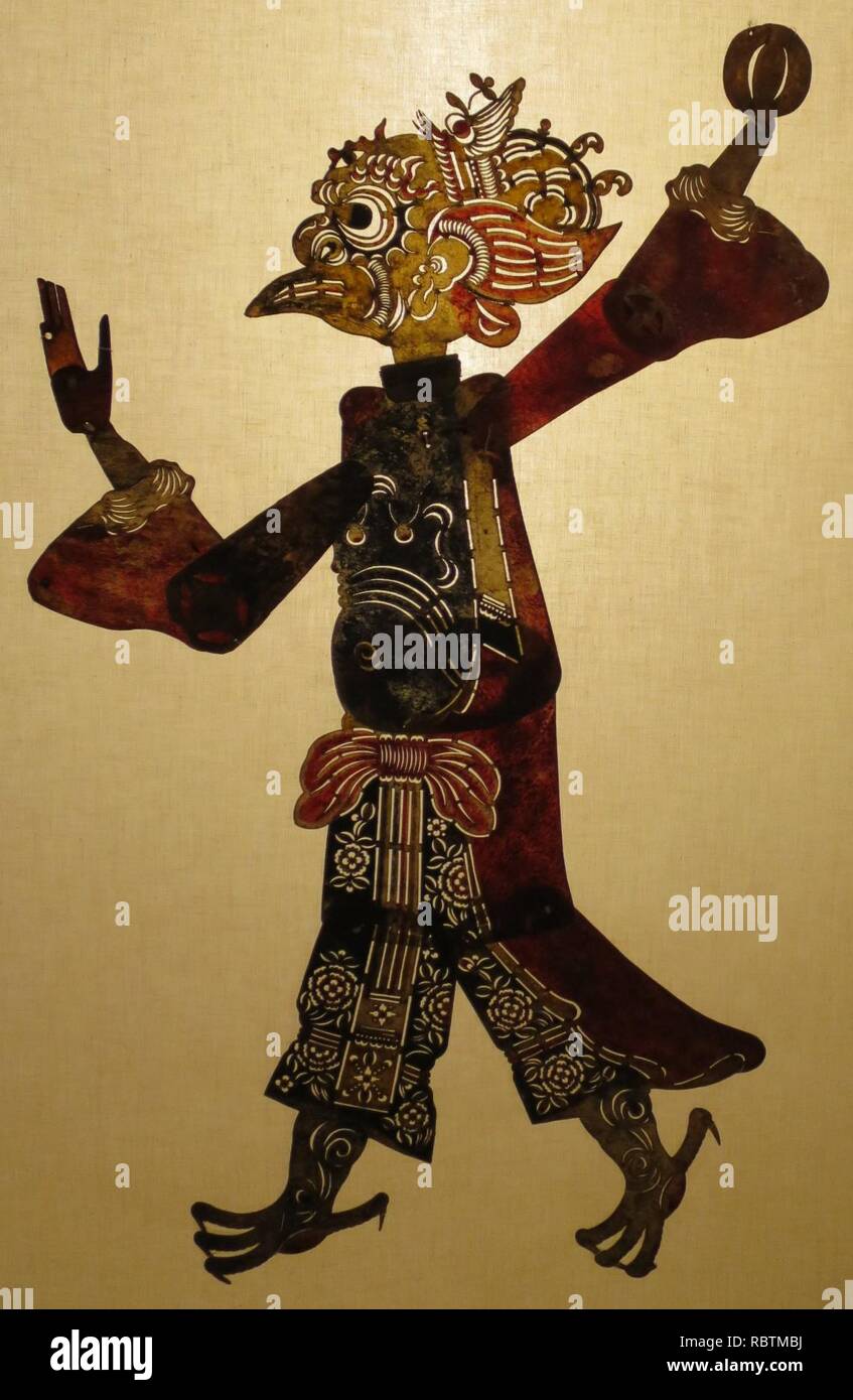 'The God of Thunder', 19th century, shadow puppet from Sichuan Province ...