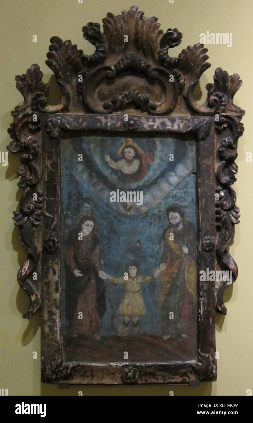 'The Holy Family and the Holy Trinity', retablo from the Philippines ...