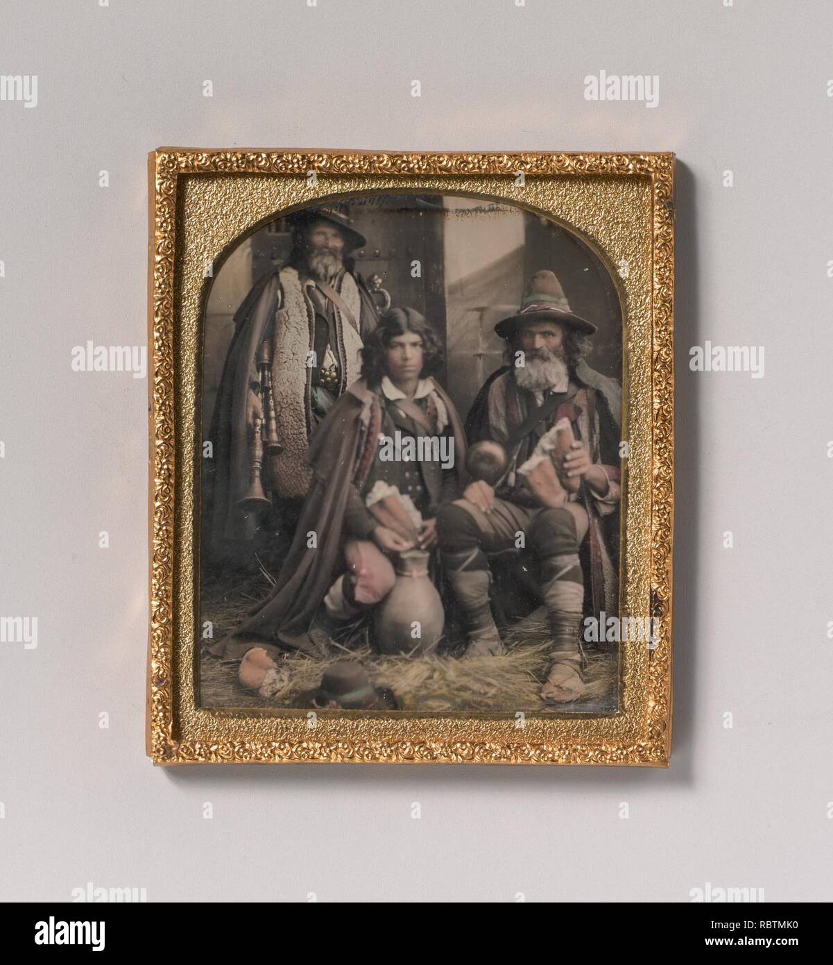 -Three Men in Shepherd Attire, One with Bagpipes, the Other Two Holding ...