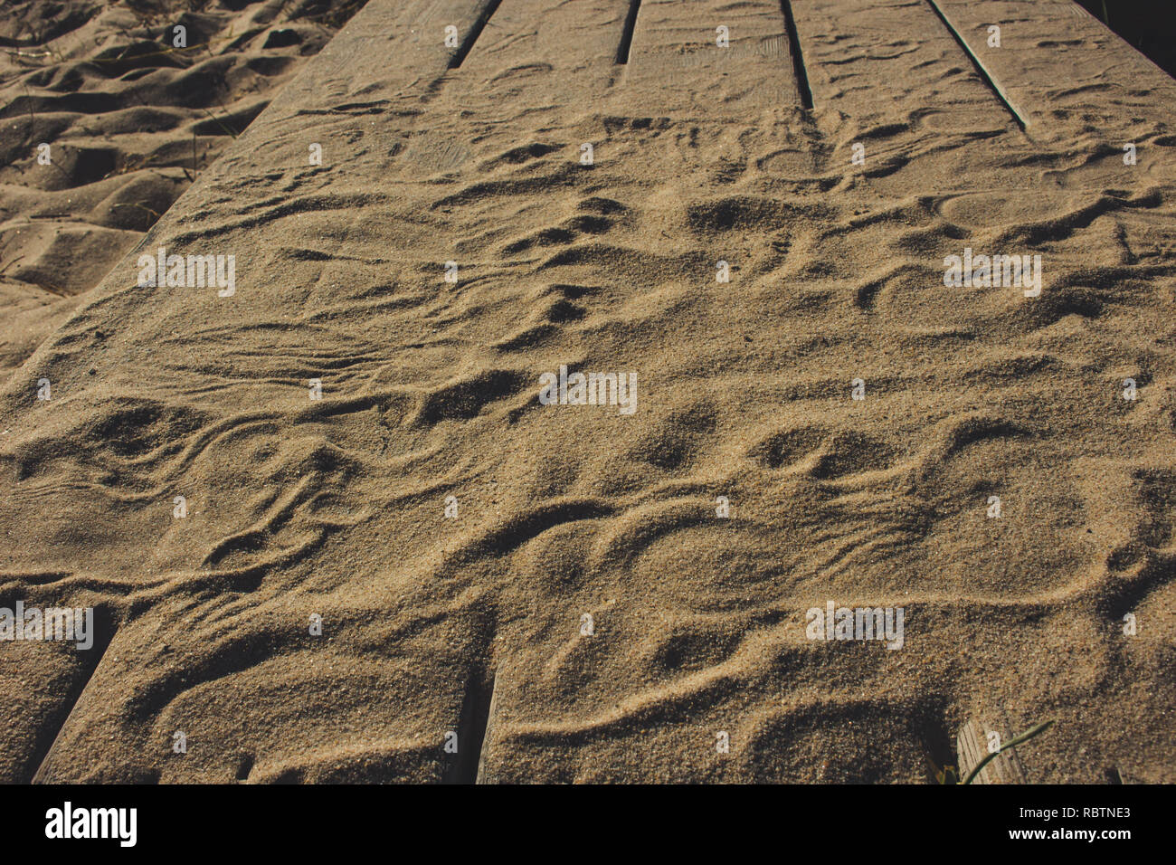 Wooden background. Wooden panels with beach sand and traces Stock Photo ...