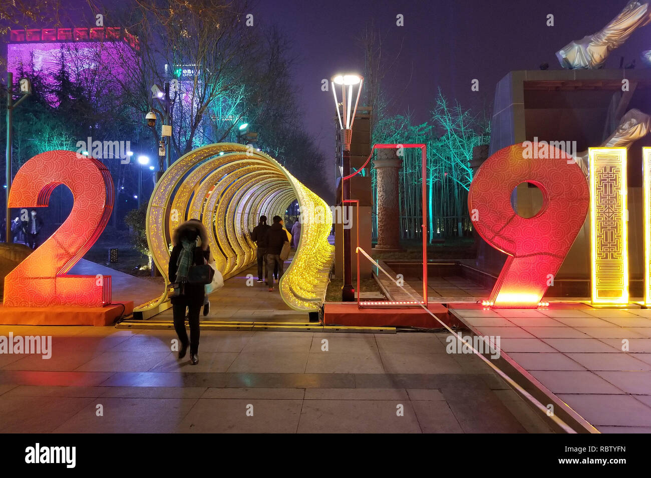 Xi'An, Xi'an, China. 12th Jan, 2019-Beautiful lights show can be seen ...