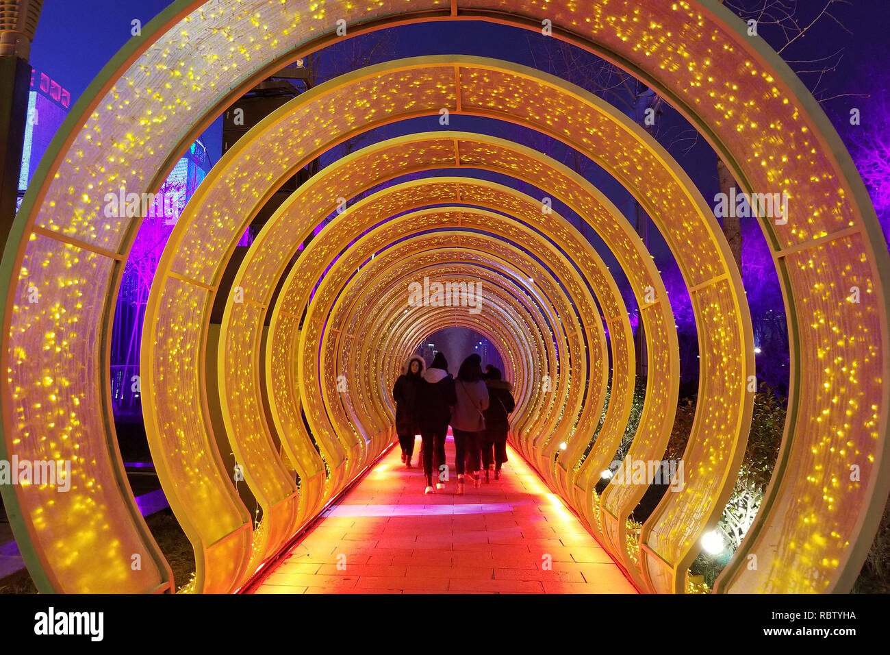 Xi'An, Xi'an, China. 12th Jan, 2019-Beautiful lights show can be seen ...