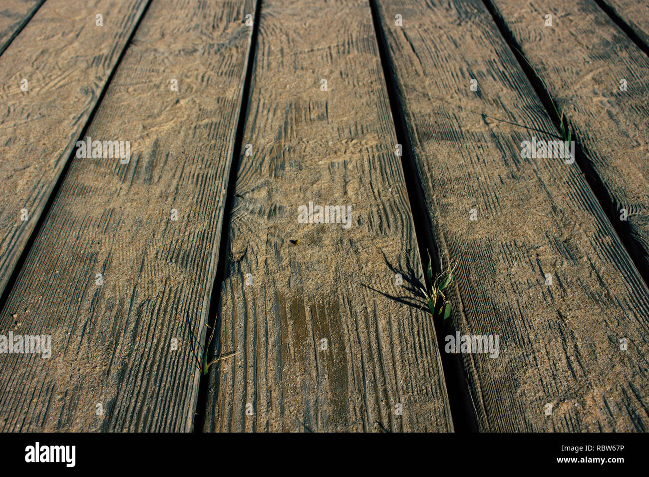 Wooden background. Wooden panels with beach sand and traces Stock Photo ...