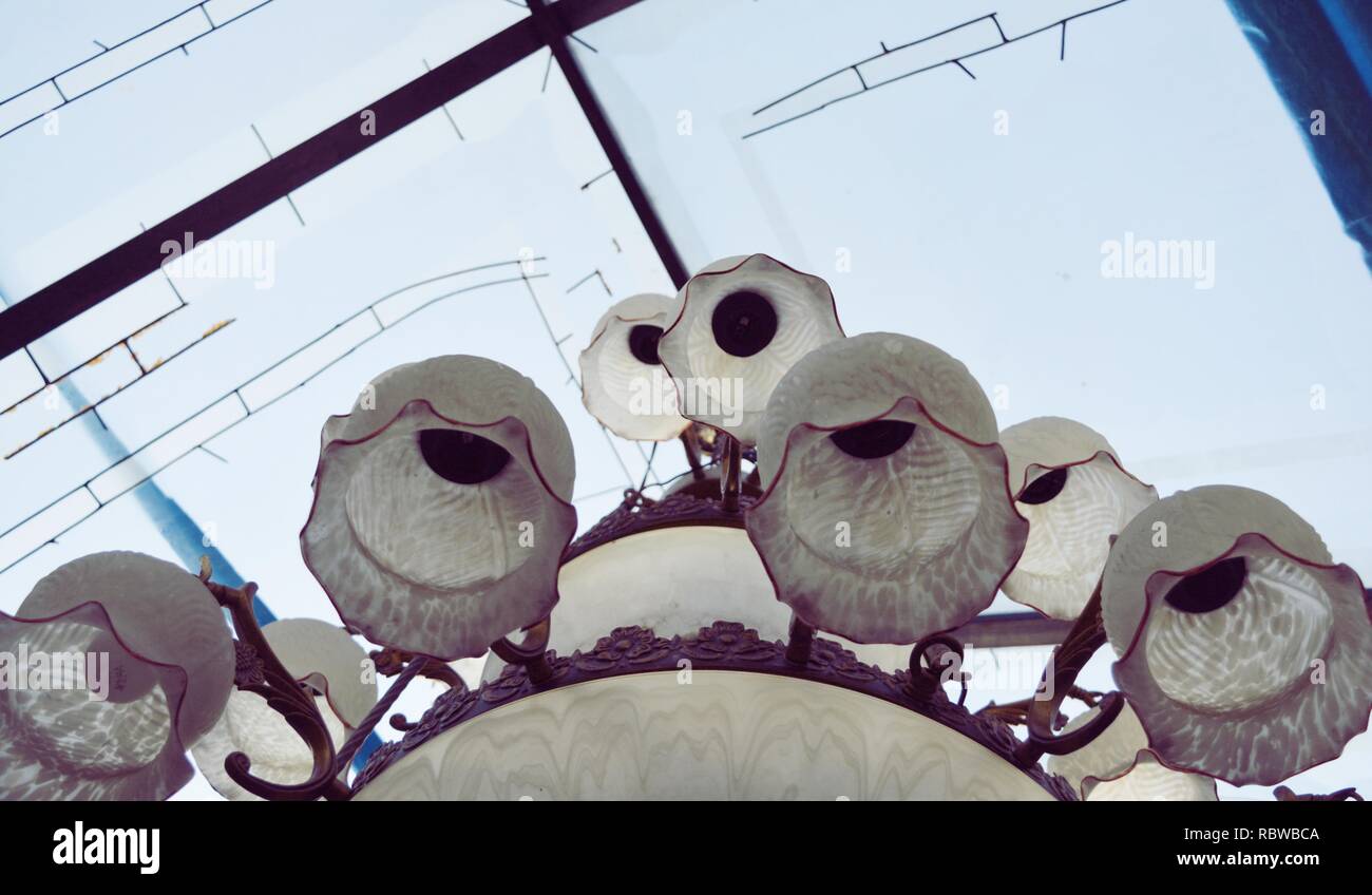 A Vintage Chandelier's bottom view Stock Photo - Alamy