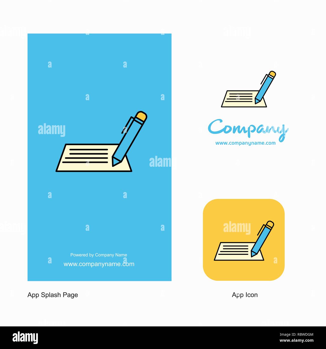 Writing Company Logo App Icon and Splash Page Design. Creative Business ...