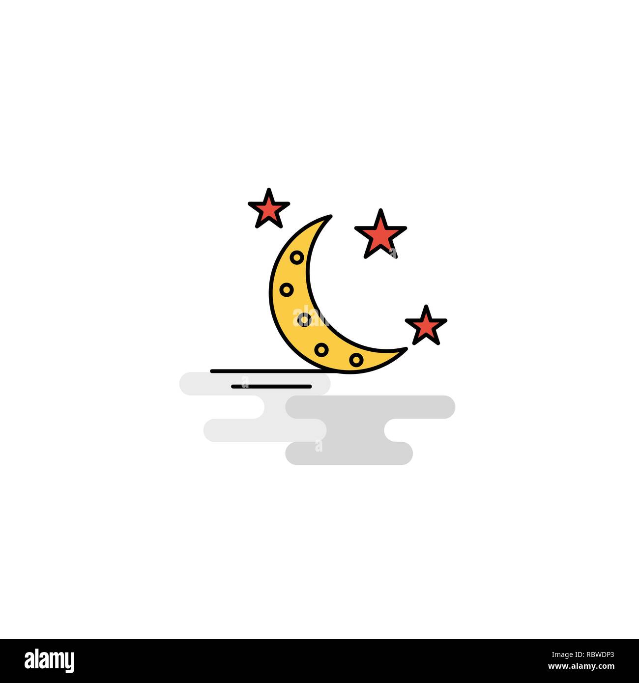 Flat Crescent and stars Icon. Vector Stock Vector Image & Art - Alamy