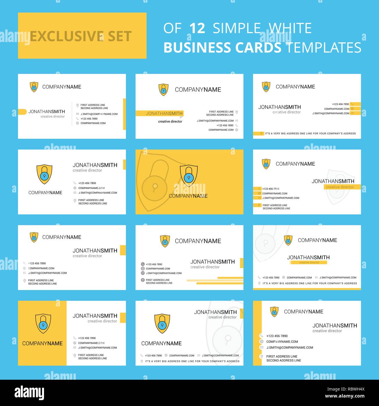 Set of 12 Protected Creative Busienss Card Template. Editable Creative ... Set of 12 Protected Creative Busienss Card Template. Editable Creative ...