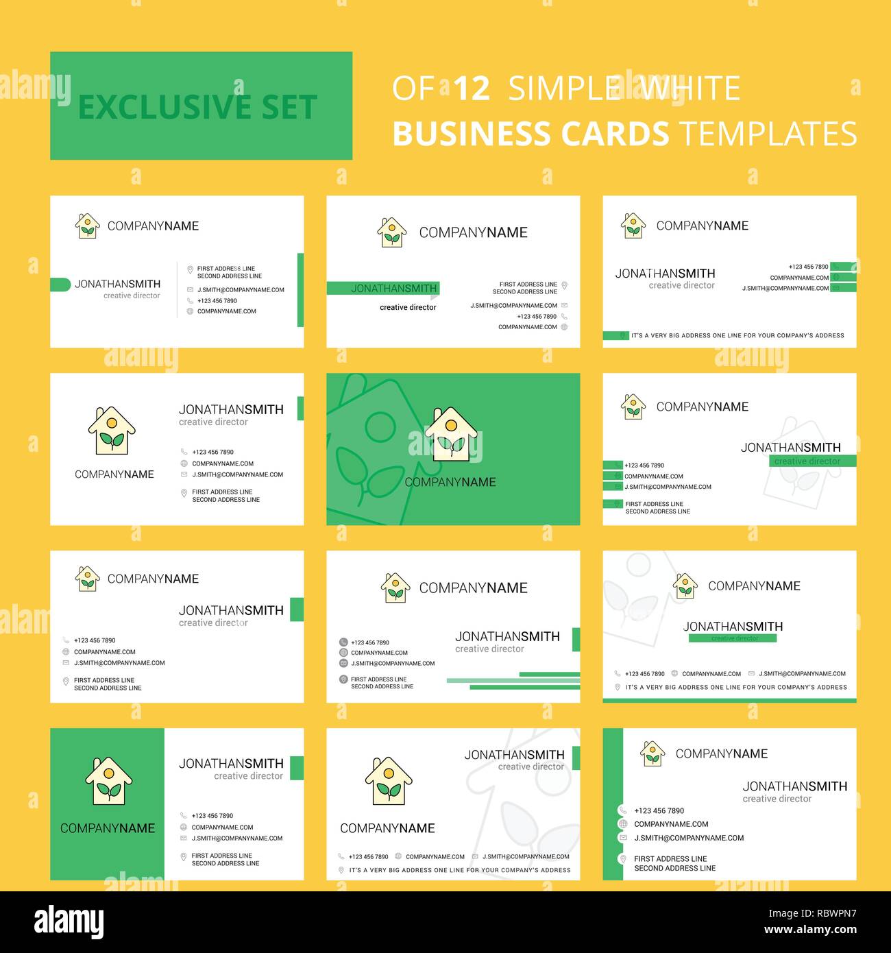 Set of 12 House Creative Busienss Card Template. Editable Creative logo ...