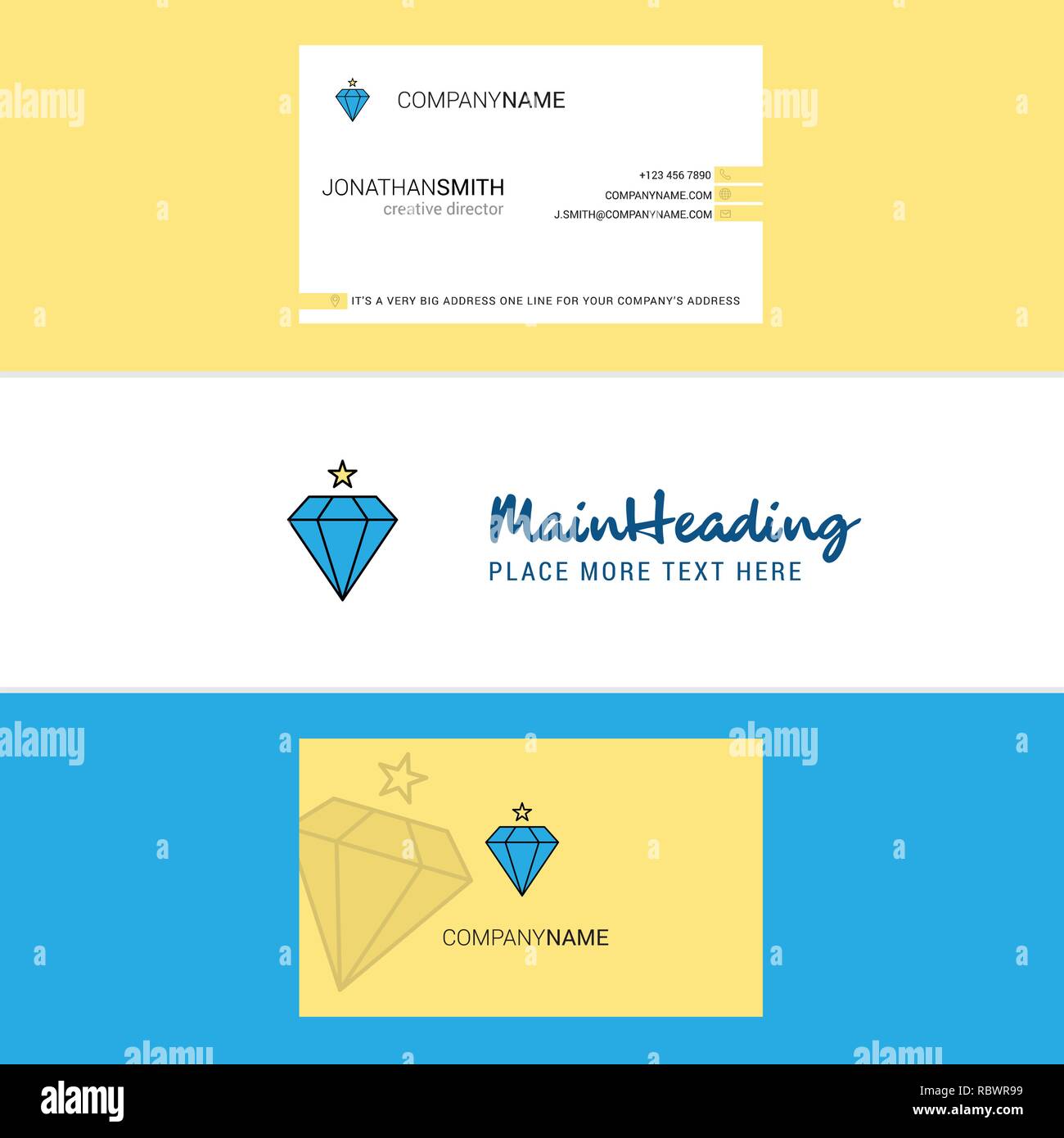 Beautiful Diamond Logo and business card. vertical Design Vector Stock ...
