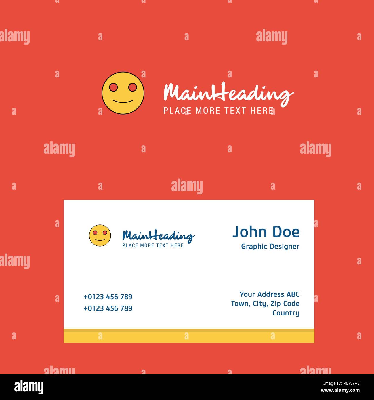 Smiley emoji logo Design with business card template. Elegant corporate ...
