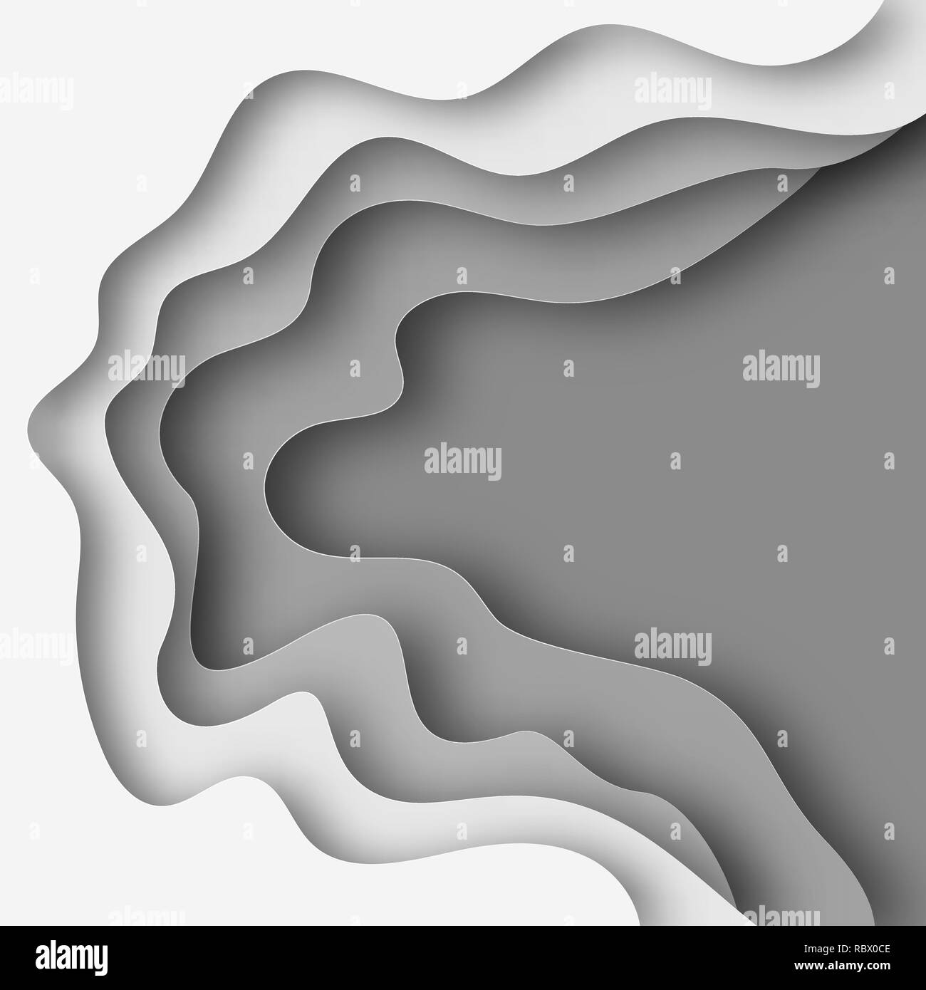 Gray background from cut 3D paper layers with shadow. Vector ...