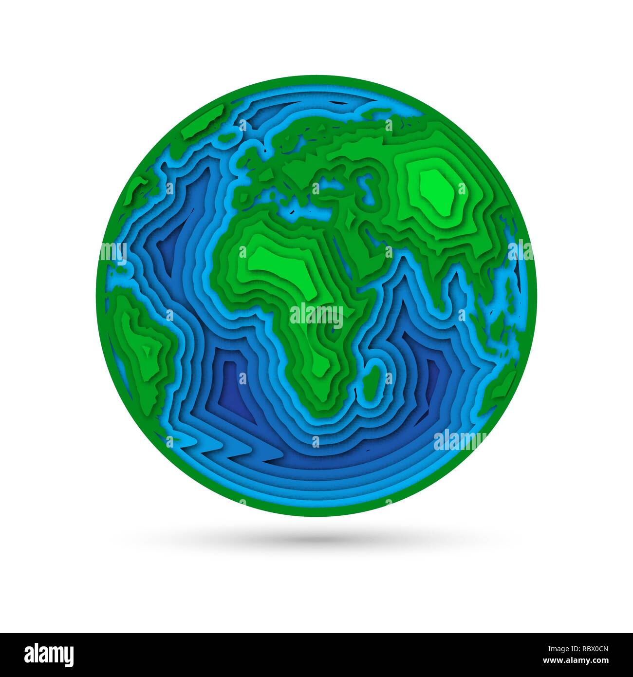Earth planet in 3d paper cut design, isolated. Vector illustration ...