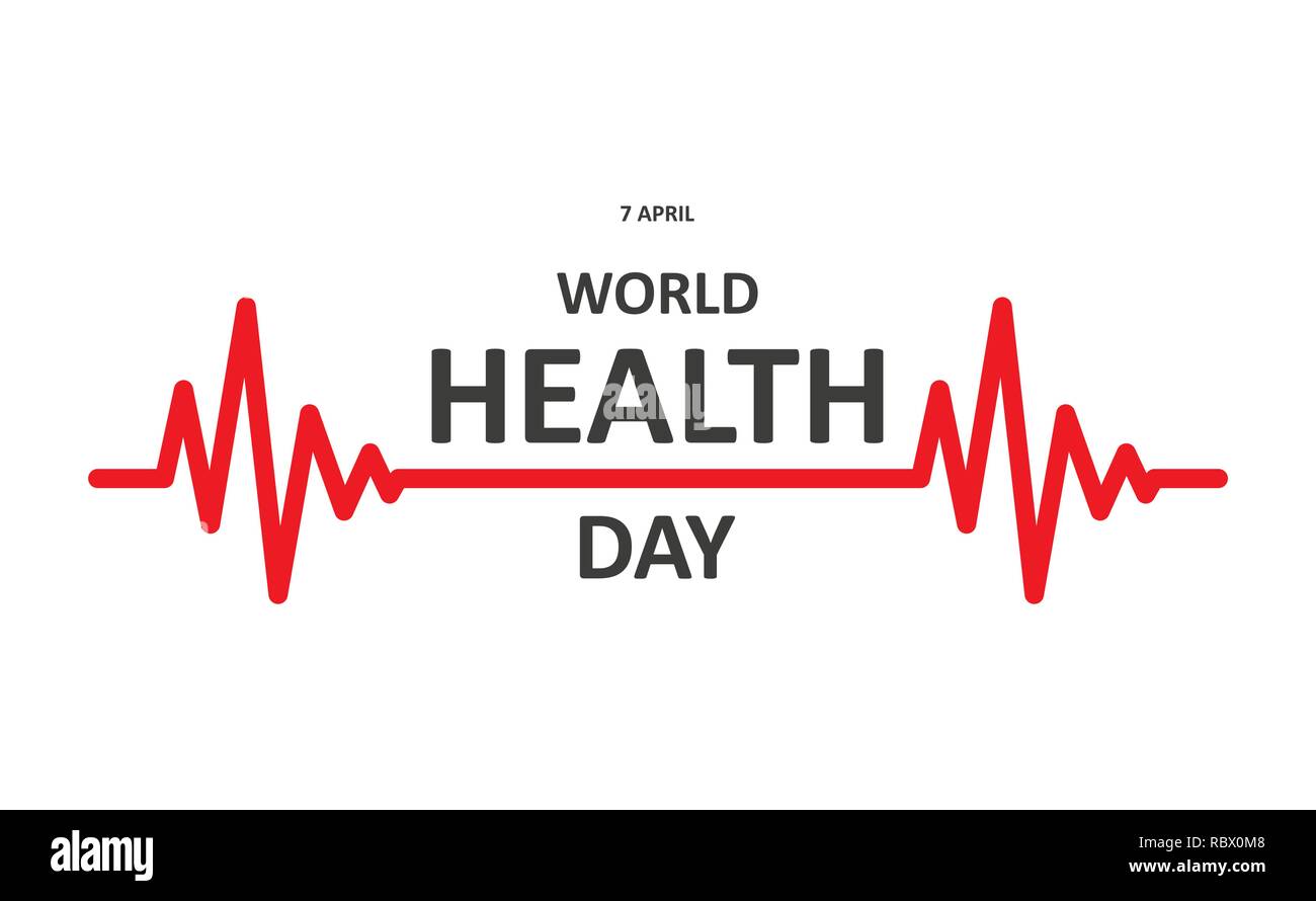 Health day, lettering with sign of heartbeat, in flat design. Vector ...