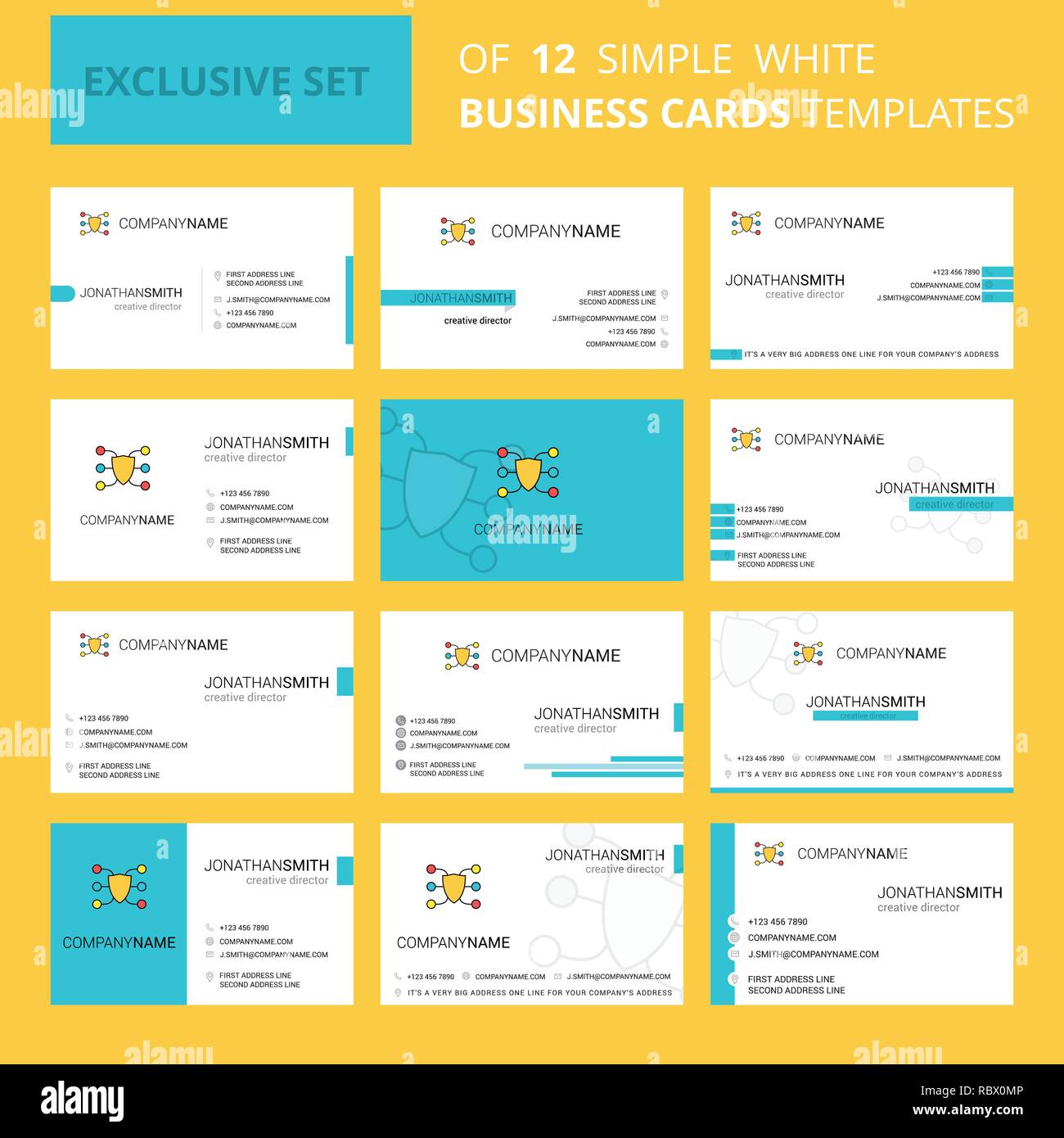 Set of 12 protected network Creative Busienss Card Template. Editable ... Set of 12 protected network Creative Busienss Card Template. Editable ...