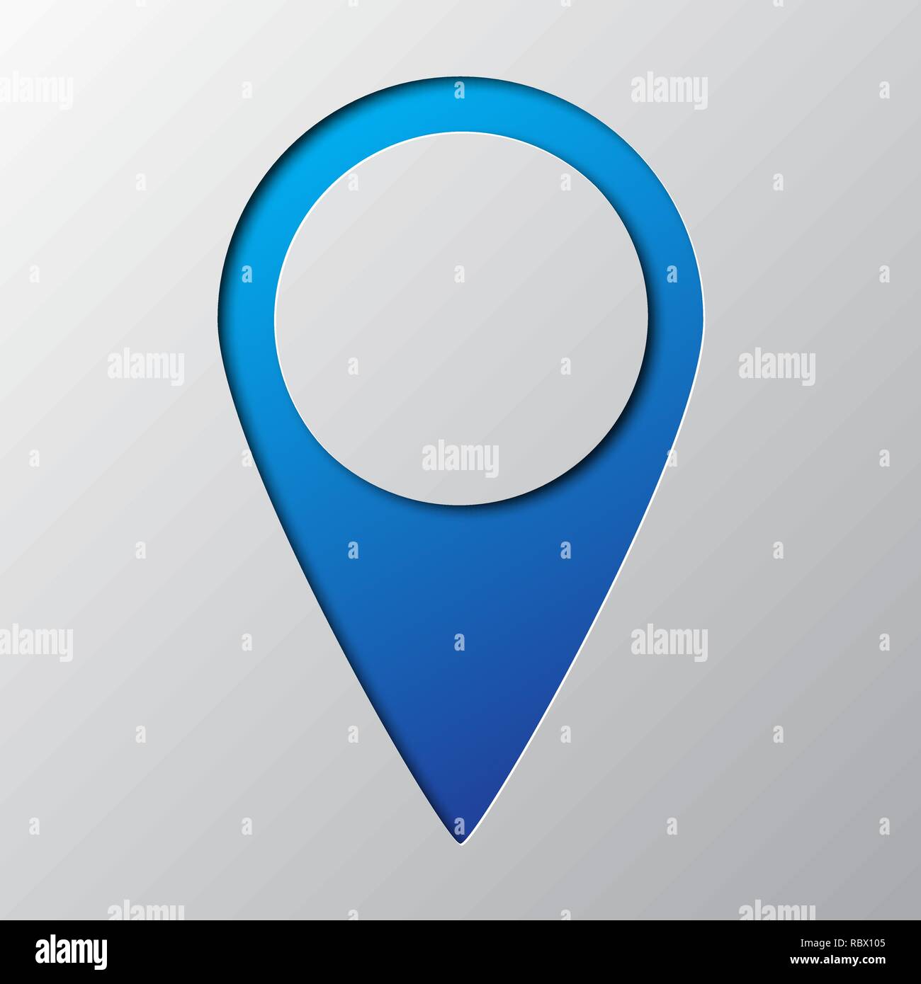 Paper art of blue map pointer isolated. Vector illustration. Pointer ...