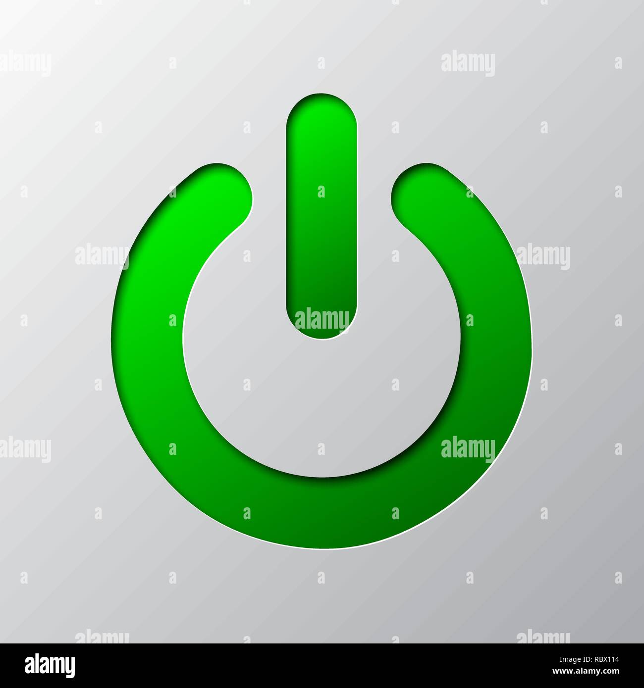 Paper art of green power button isolated. Vector illustration. Power ...