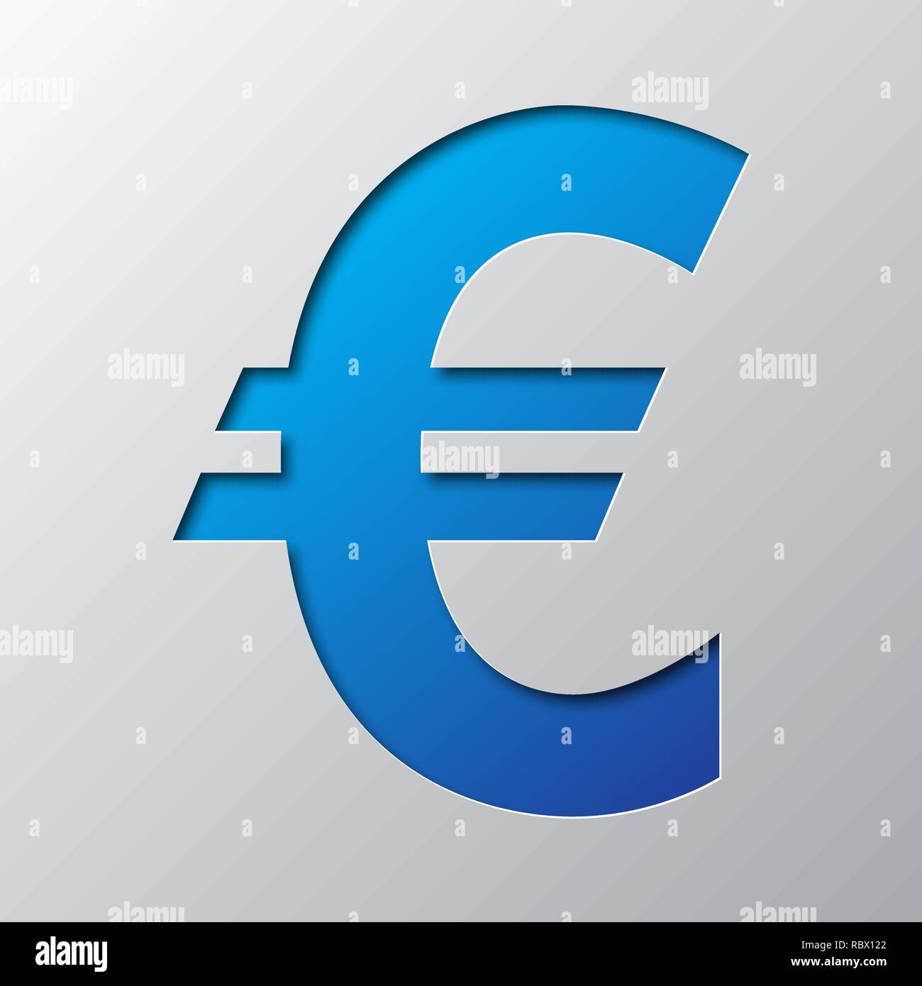 Paper art of the blue symbol of euro isolated. Vector illustration ...