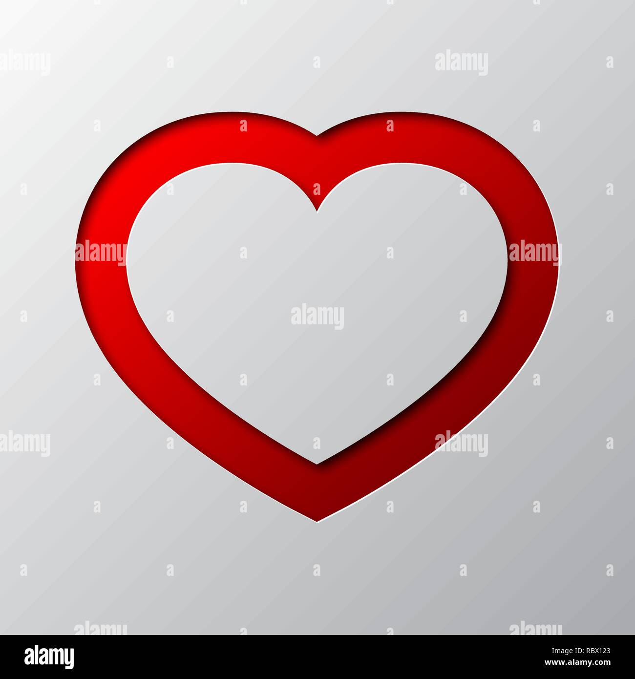 Red heart from cut paper with shadow. Vector illustration. Abstract ...