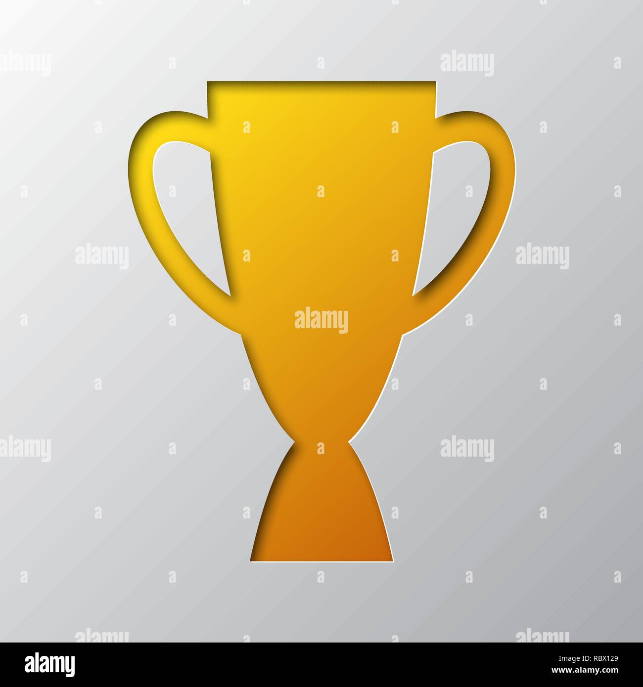 Paper art of the yellow trophy Cup isolated. Vector illustration ...