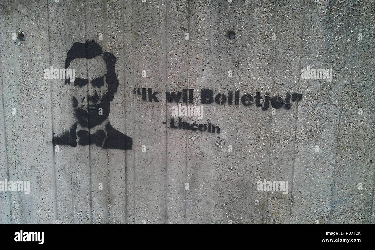 Graffiti of Abraham Lincoln refering to a popular Dutch joke. Abraham ...
