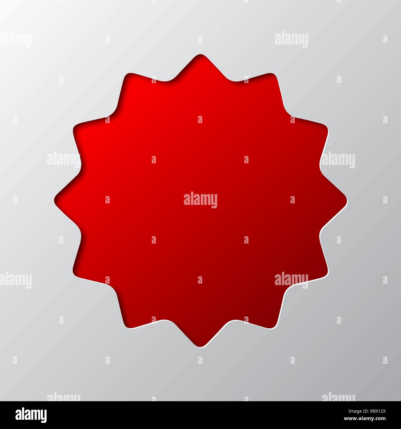 Paper art of red sticker isolated. Vector illustration. Label is cut ...