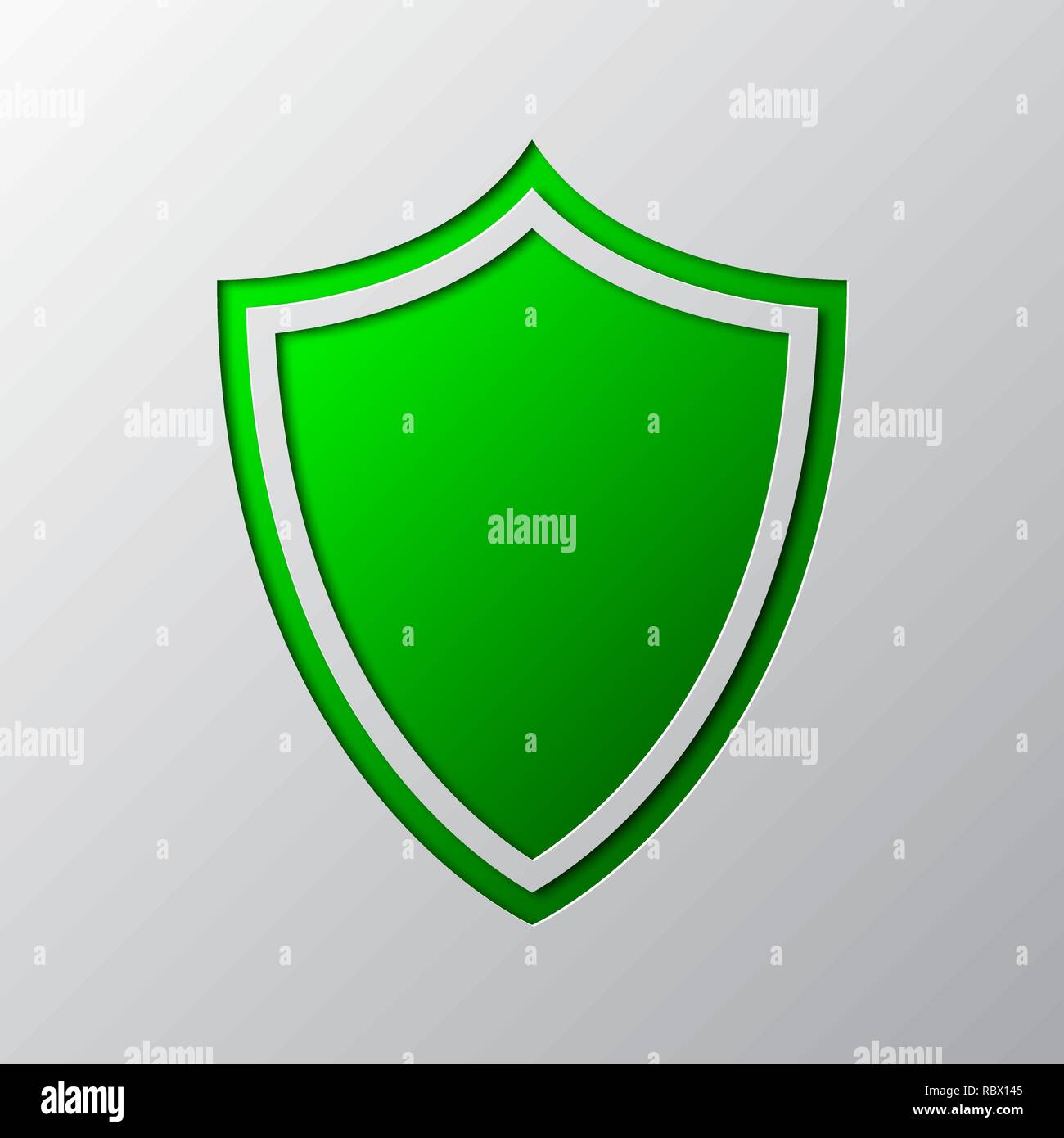 Paper art of the green shield isolated. Vector illustration. Shield ...