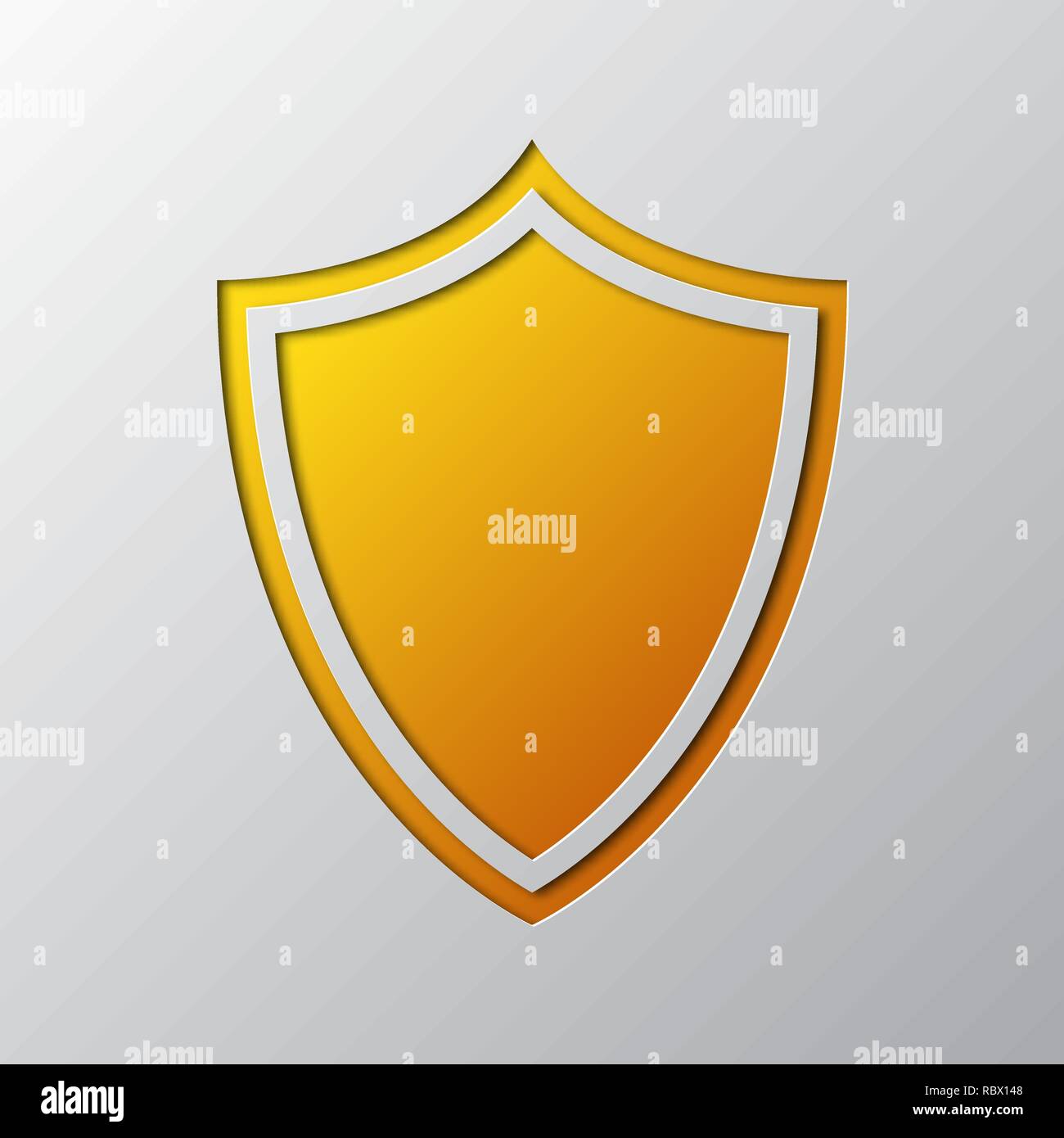 Paper art of the yellow shield isolated. Vector illustration. Shield ...