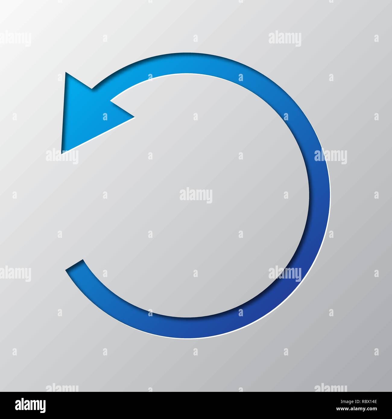 Paper art of the blue round arrow sign isolated. Vector illustration ...