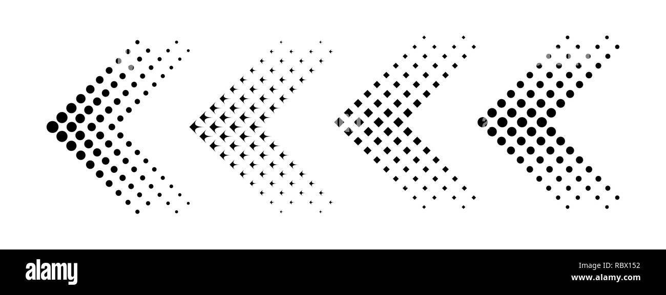 Set of black arrows with halftone effect. Vector illustration. Arrows ...