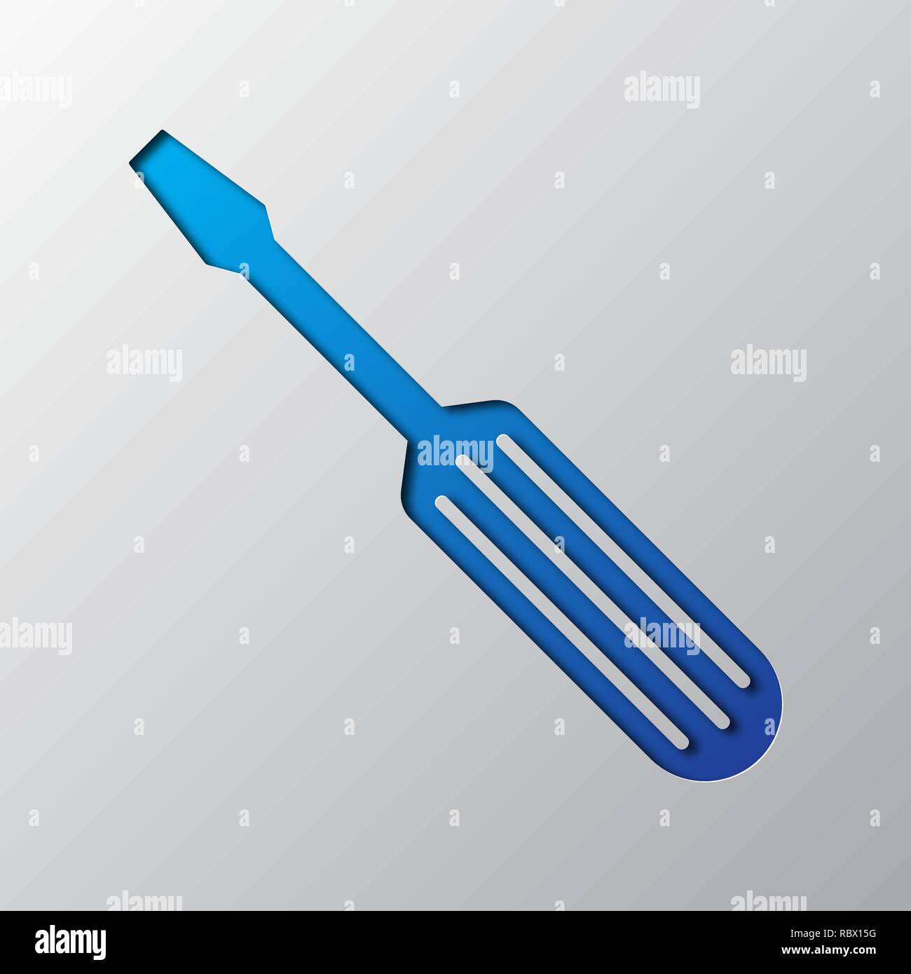 Paper art of the blue screwdriver isolated. Vector illustration ...