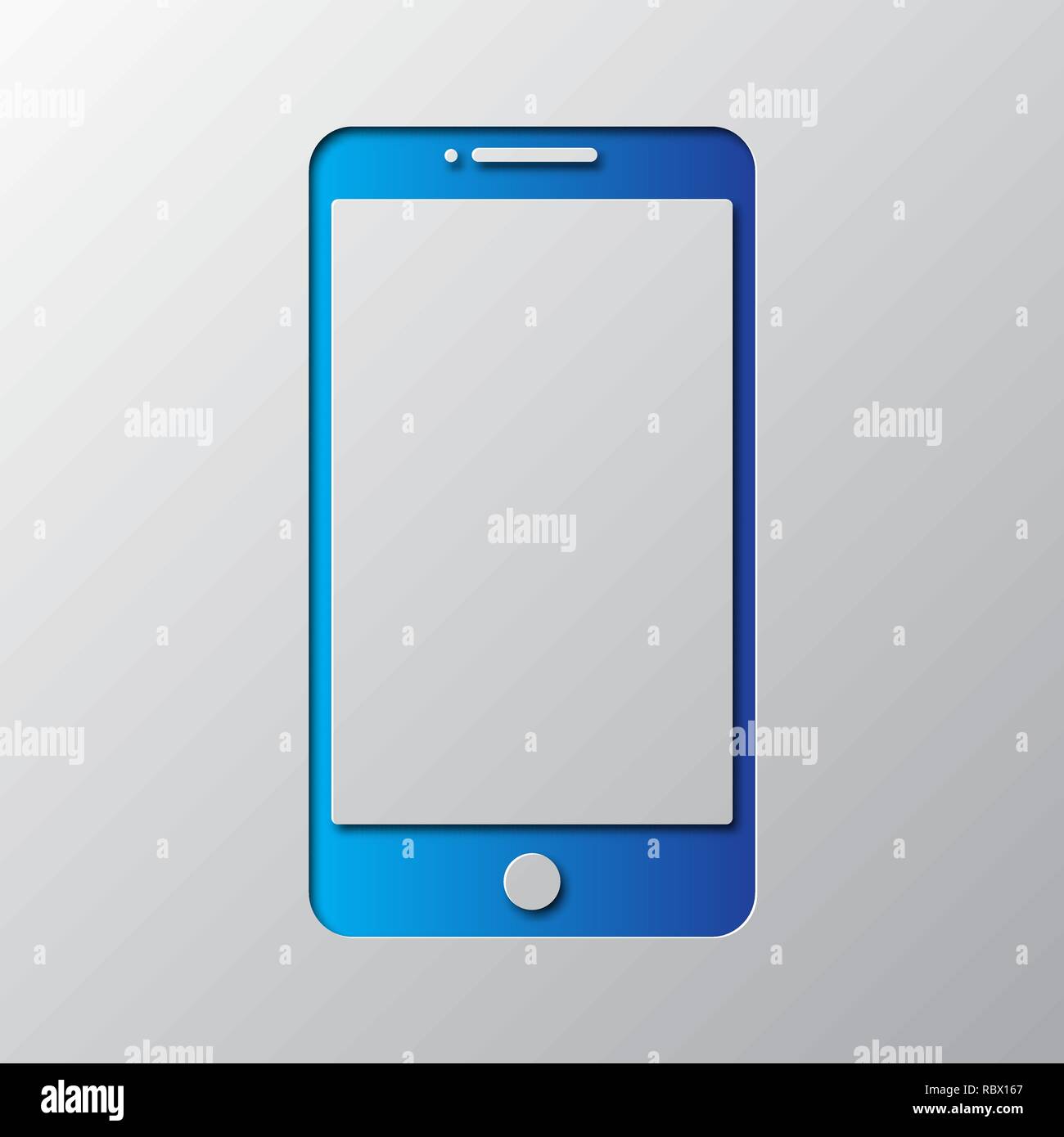 Paper art of the blue smartphone isolated. Vector illustration ...